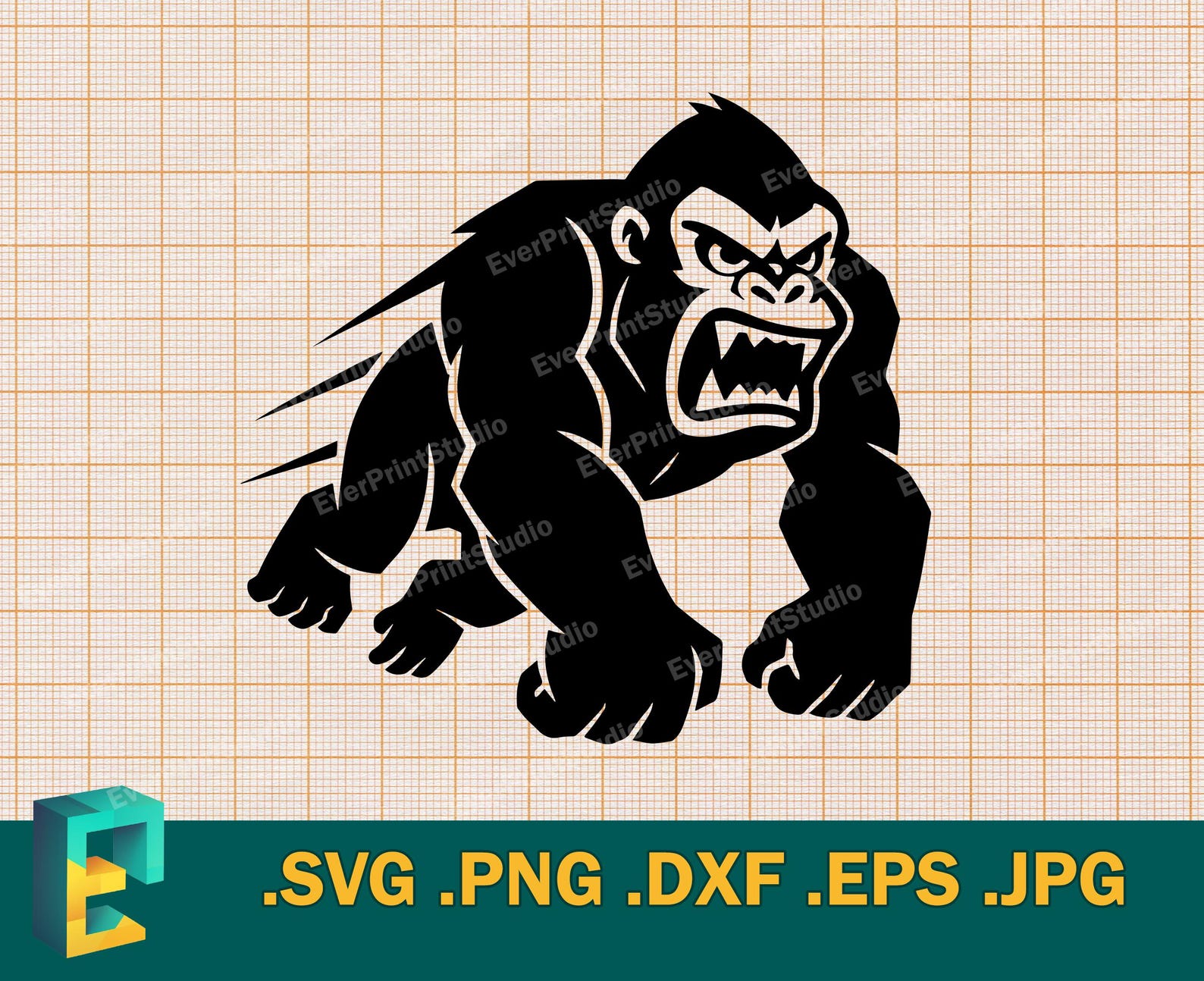 Gorilla SVG - Cricut, Silhouette | Artistic Design Vector Gorilla Cut ...