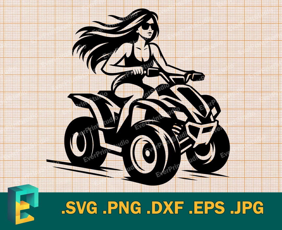 ATV Raider Lady Svg - Cricut, Silhouette | Vector Woman on ATV Quad 4 ...