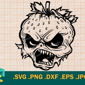 Creepy Strawberry SVG - Cricut, Silhouette | Vector Spooky Strawberry ...