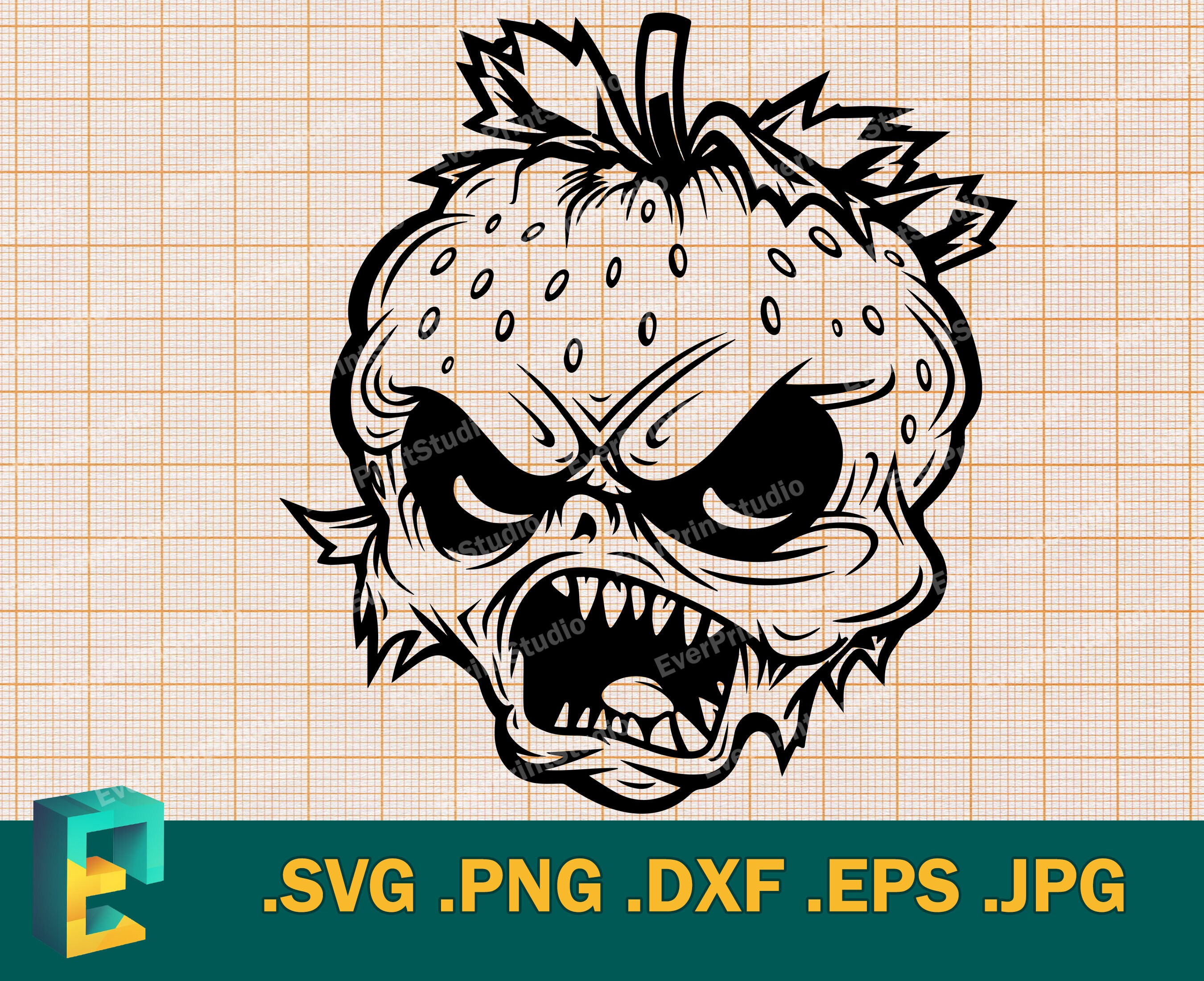 Creepy Strawberry SVG Cricut Silhouette Vector Spooky - Etsy