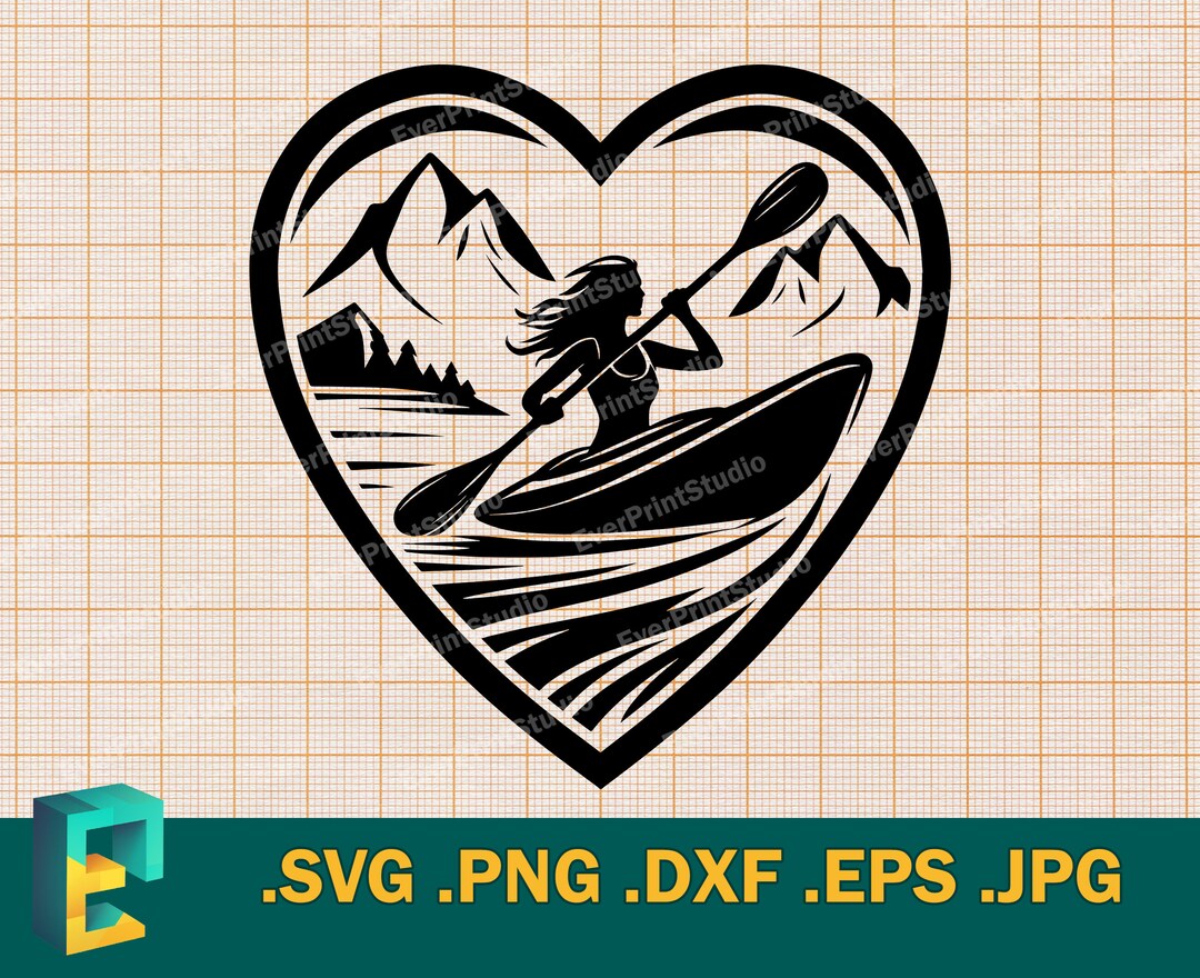 Kayaking SVG - Cricut, Silhouette | Vector Kayaking Woman SVG Cut File ...