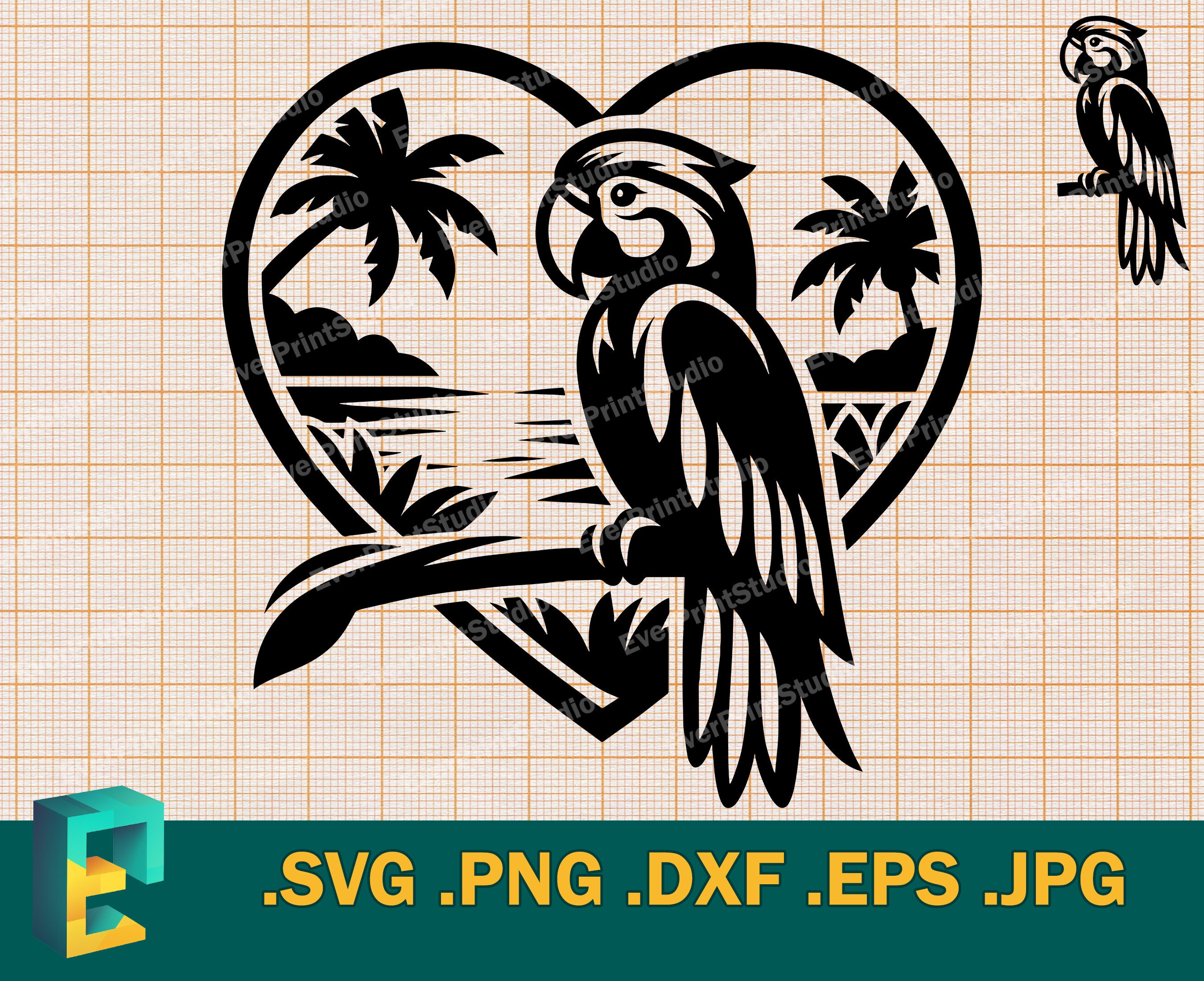Parrot SVG - Cricut, Silhouette | Vector Tropical Parrot Bird SVG Cut ...