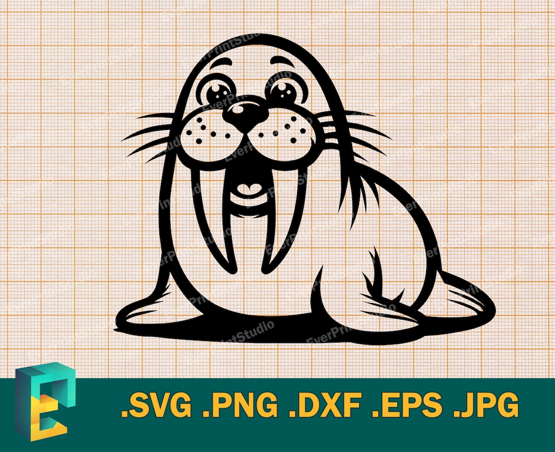 Walrus SVG - Cricut, Silhouette | Vector Cute Happy Walrus SVG Cut File ...