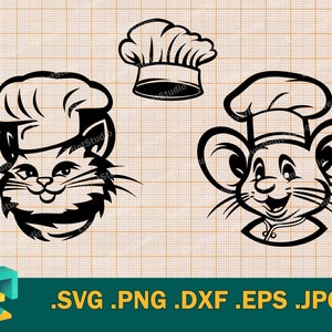 Chef SVG - Cricut, Silhouette | Cat Chef Svg, Mouse Chef Svg | Vector ...