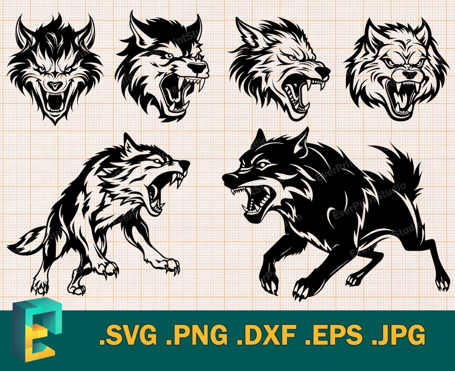 Wolf SVG Cricut, Wolves Bundle Svg, Wolf Head Silhouette, Wolves ...