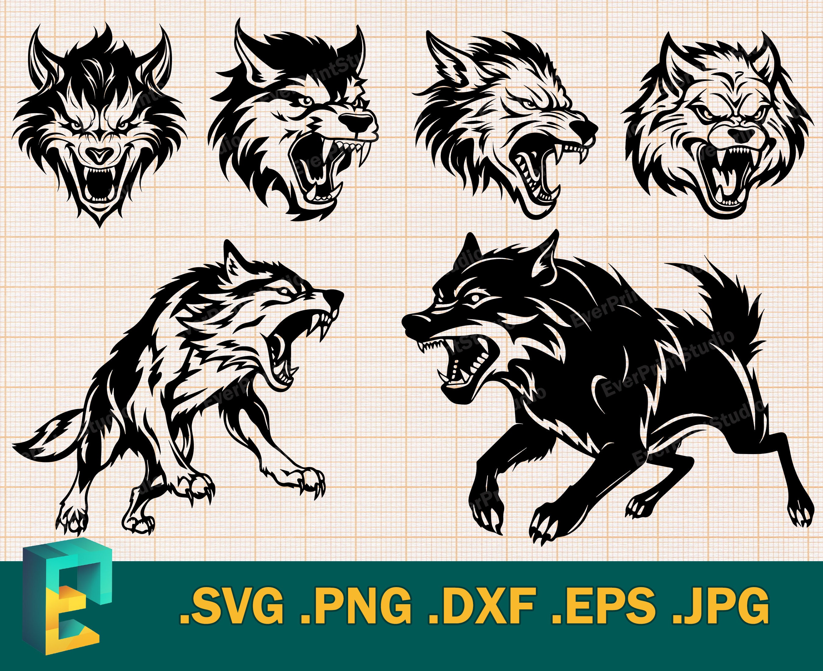 Wolf SVG Cricut, Wolves Bundle Svg, Wolf Head Silhouette, Wolves ...