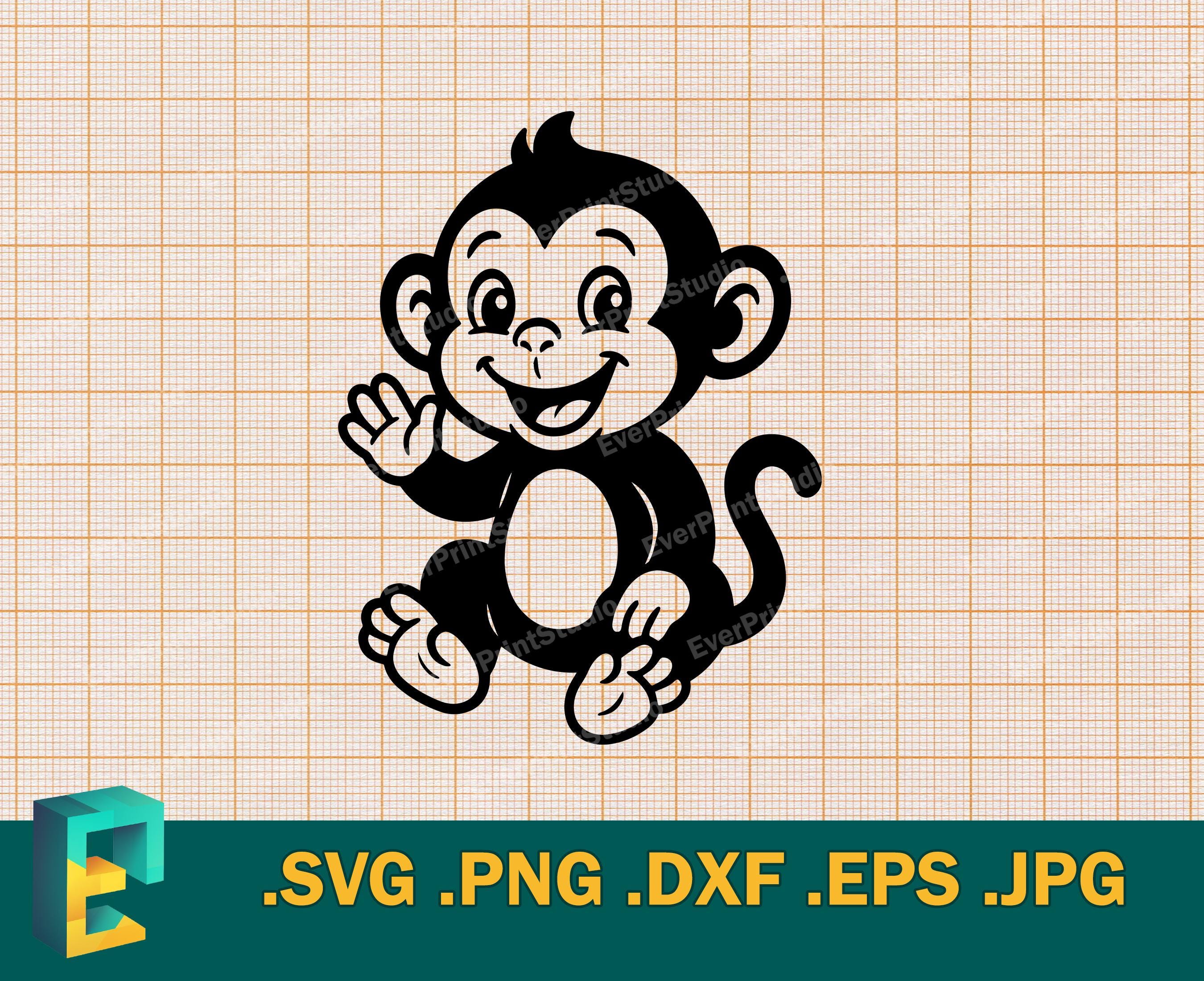 Cute Monkey SVG - Cricut and Silhouette | Vector Monkey Cut File for ...