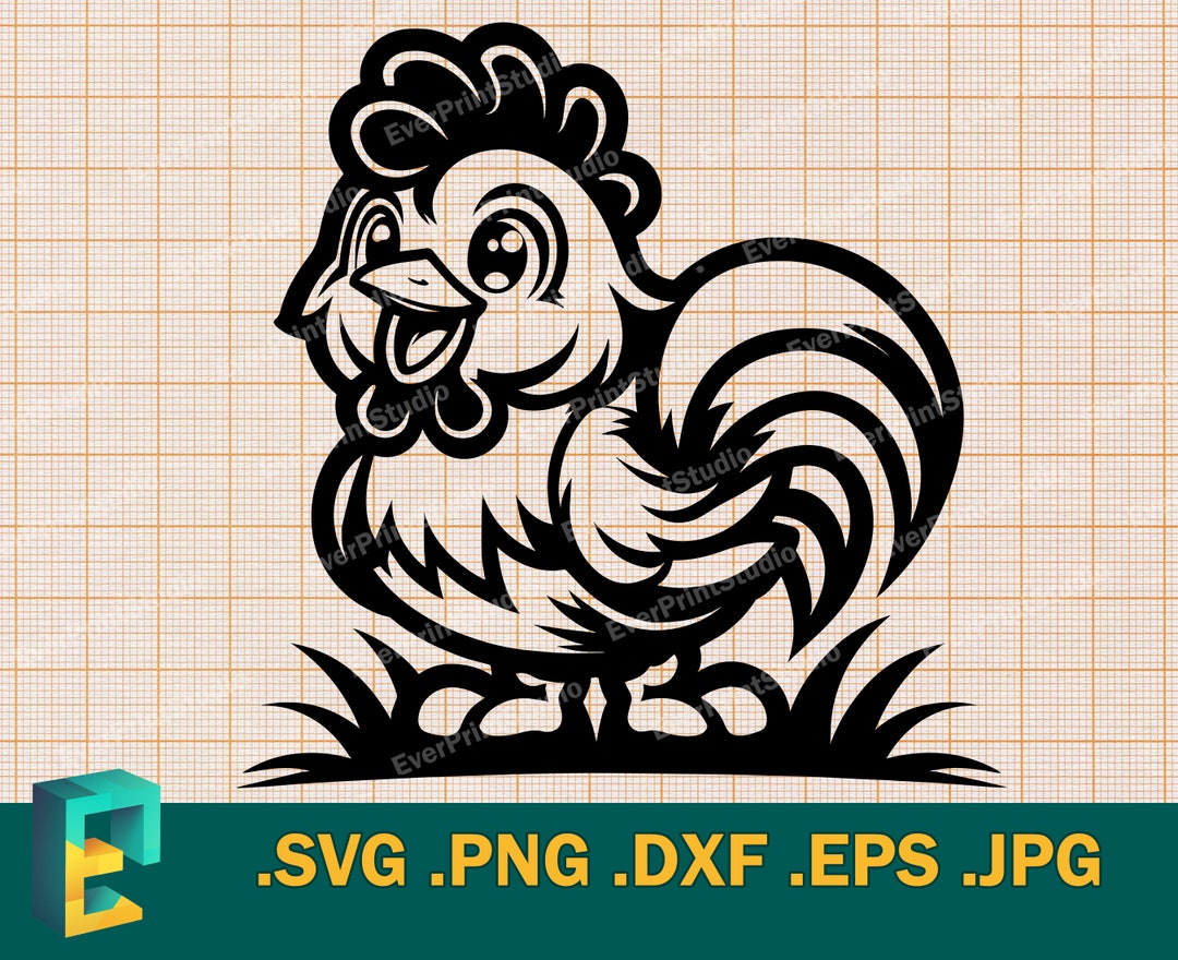 Cute Rooster SVG - Cricut, Silhouette | Vector Cute Chicken SVG Cut ...