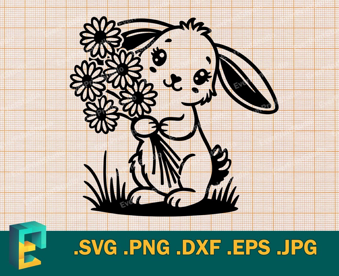 Rabbit SVG - Cricut, Silhouette | Vector Cute Happy Bunny Cut File ...