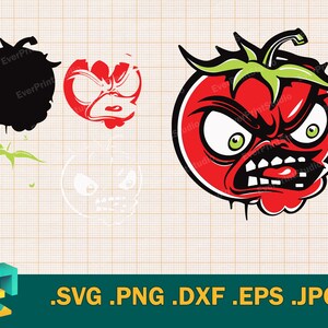 Angry Bad Tomato Layered SVG - Unique Design Clipart | Evil Tomato for ...