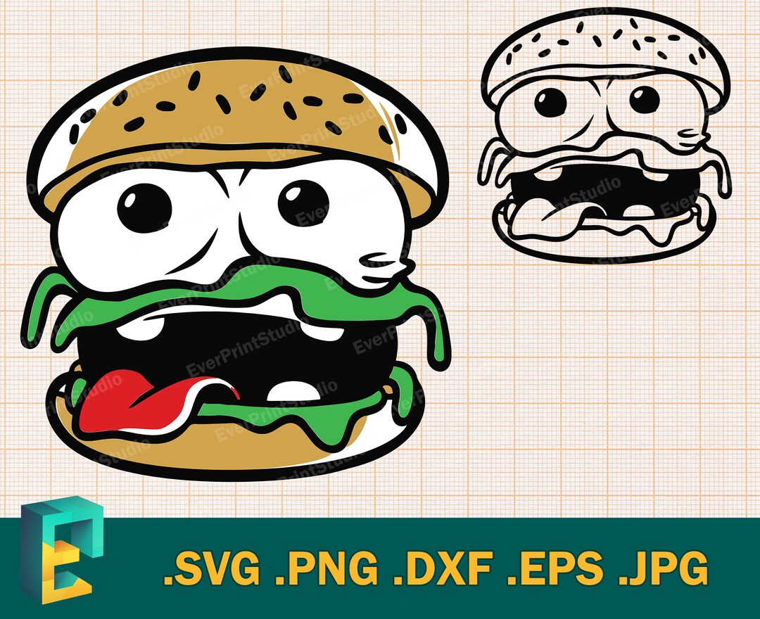 Hamburger SVG - Design for Cricut & Silhouette | Funny Evil Hamburger ...