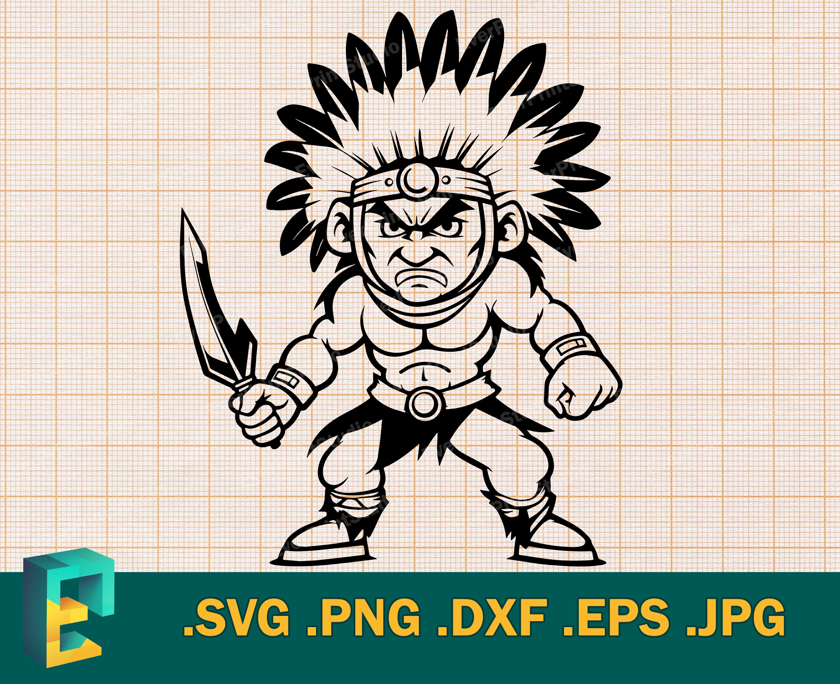 Indian Warrior SVG - Cricut, Silhouette | Vector Artistic Design Indian ...