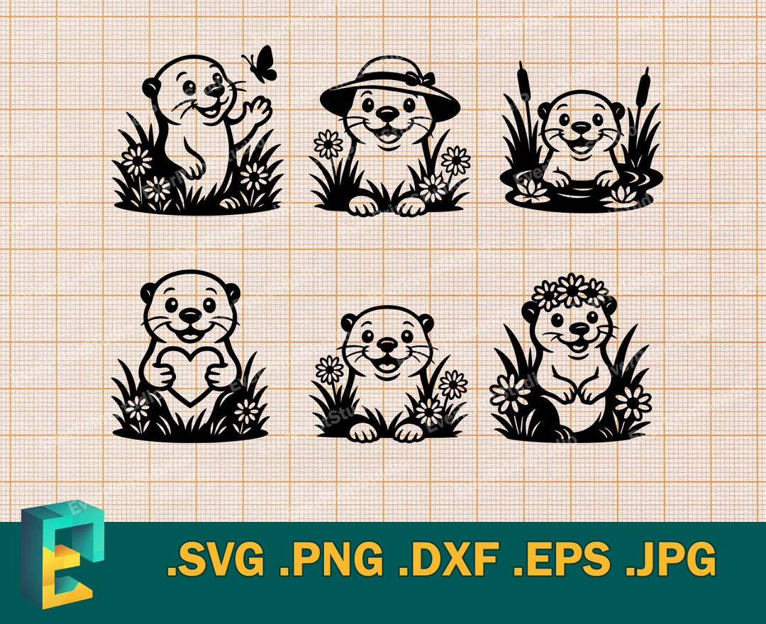 Otter SVG - Cricut, Silhouette | Vector Artistic Cute Otter Cut File ...