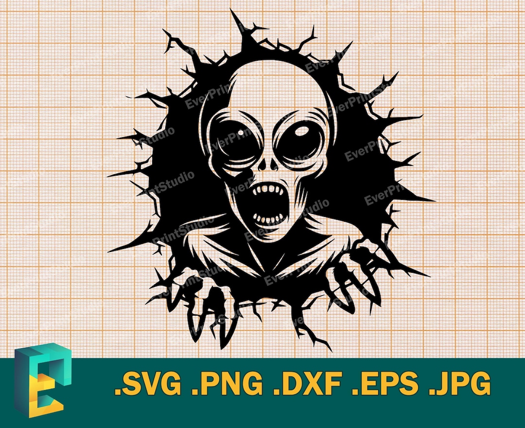 Peeking Alien SVG - Cricut, Silhouette | Vector Spooky Alien SVG Cut ...