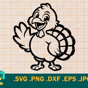 Cute Turkey SVG - Cricut, Silhouette | Vector Turkey SVG Cut File ...