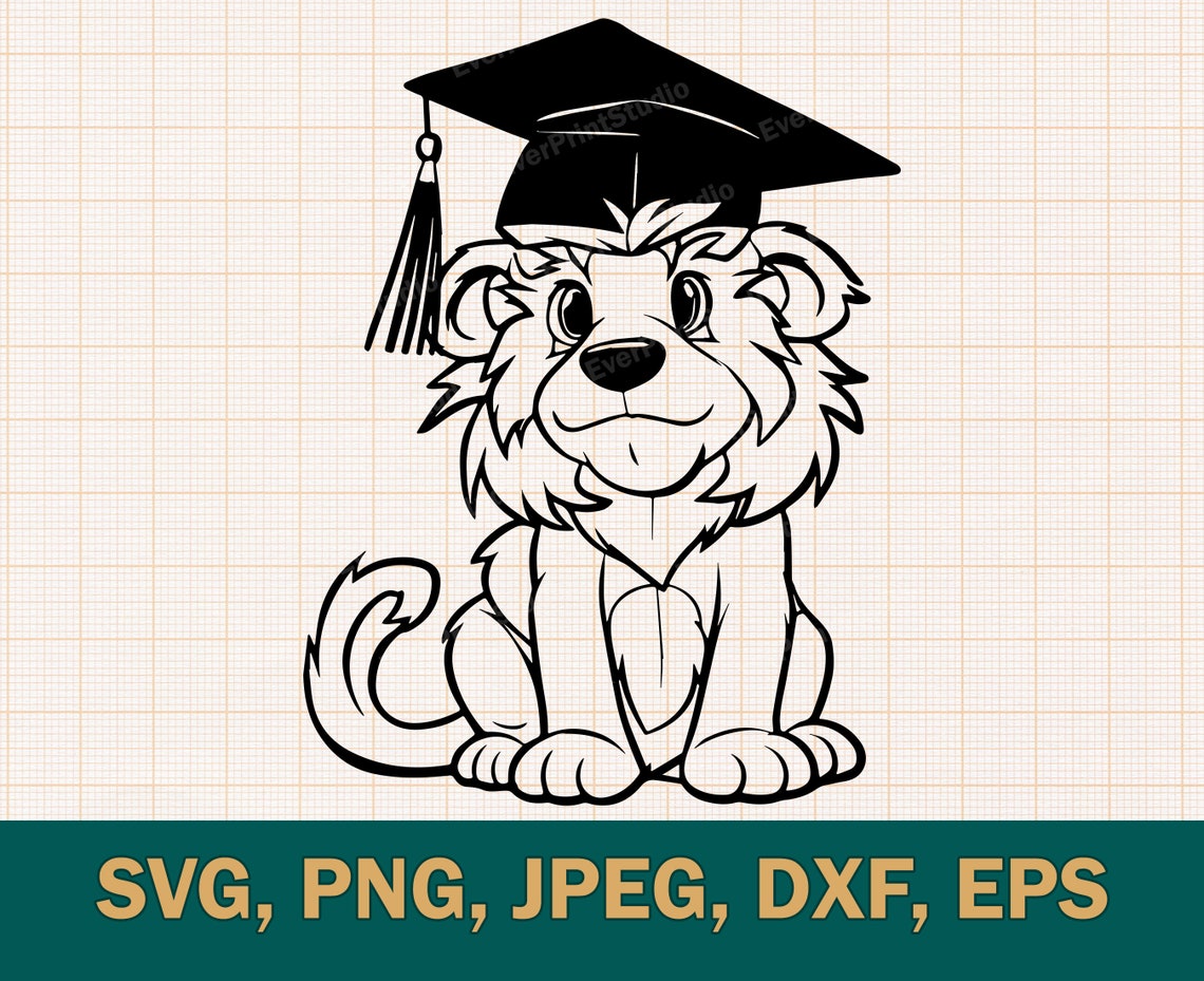 Lion in Graduation Cap SVG Lion Cub Graduate 2023 SVG - Etsy Canada