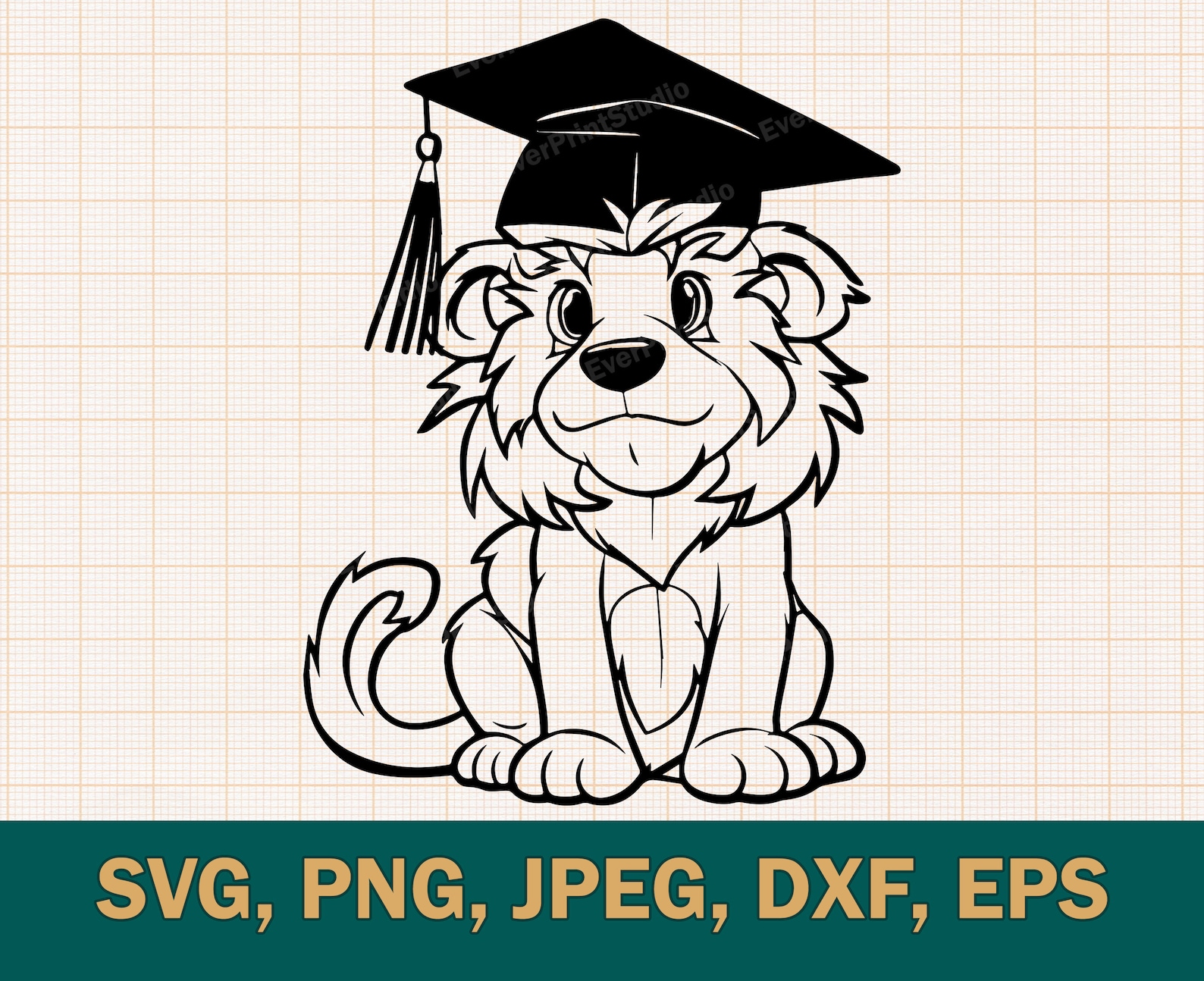 Lion in Graduation Cap SVG Lion Cub Graduate 2023 SVG - Etsy Canada