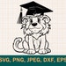 Lion in Graduation Cap SVG | Lion Cub Graduate 2024 SVG | Student Lion ...