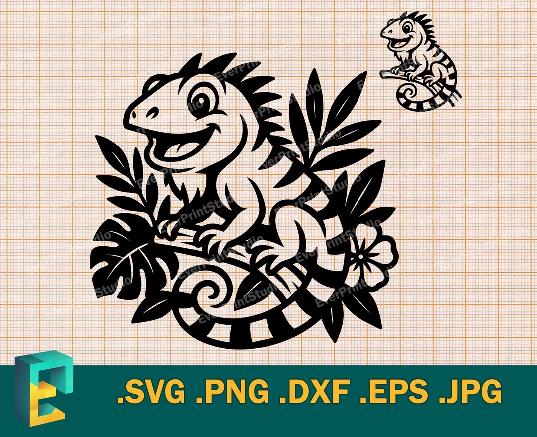 Iguana SVG - Cricut, Silhouette | Vector Iguana Reptile Cut File ...