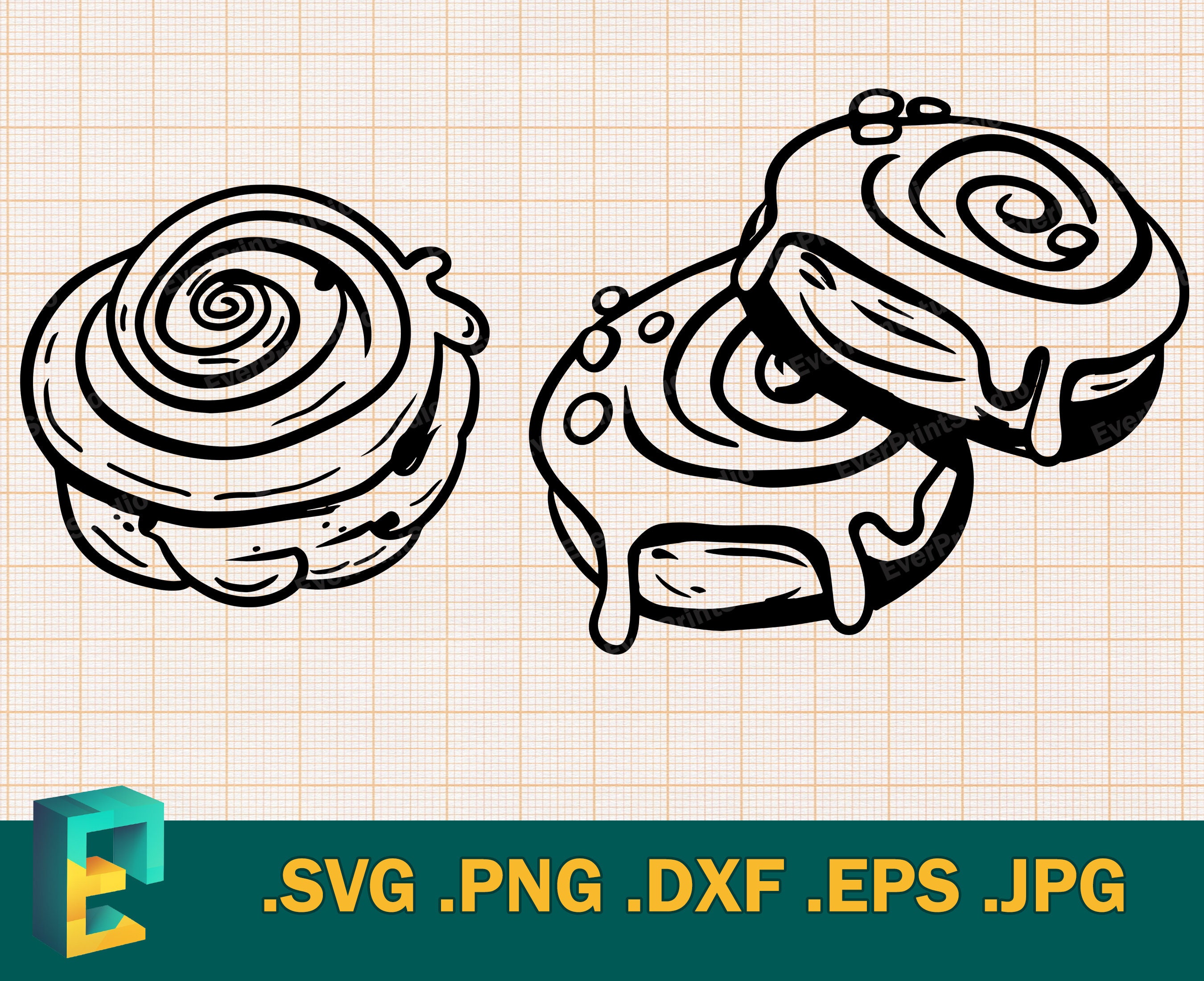Cinnamon Buns SVG - Cricut, Silhouette | Two Cinnamon Rolls Svg ...