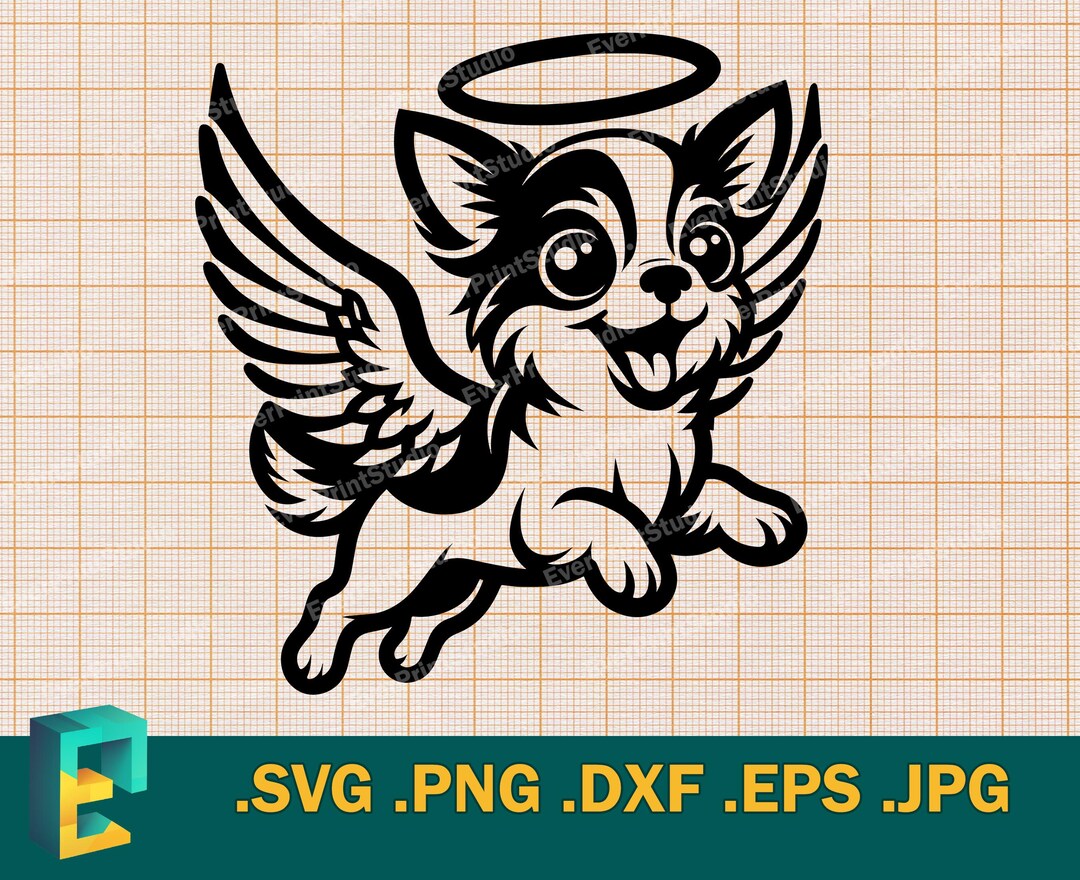 Dog Angel SVG - Cricut, Silhouette | Vector Chihuahua Angel Cut File ...