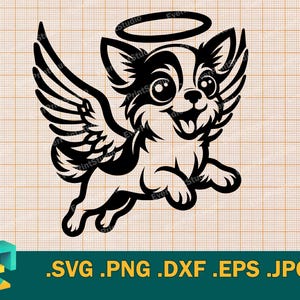 Dog Angel SVG - Cricut, Silhouette | Vector Chihuahua Angel Cut File ...