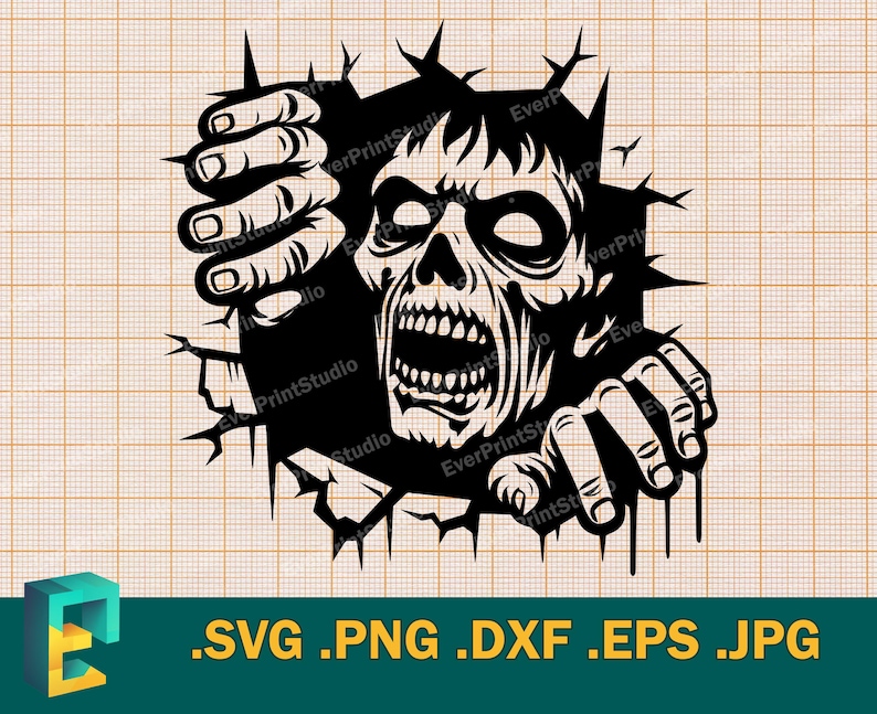 Peeking Zombie SVG - Cricut, Silhouette | Vector Peeking Zombie Cut ...