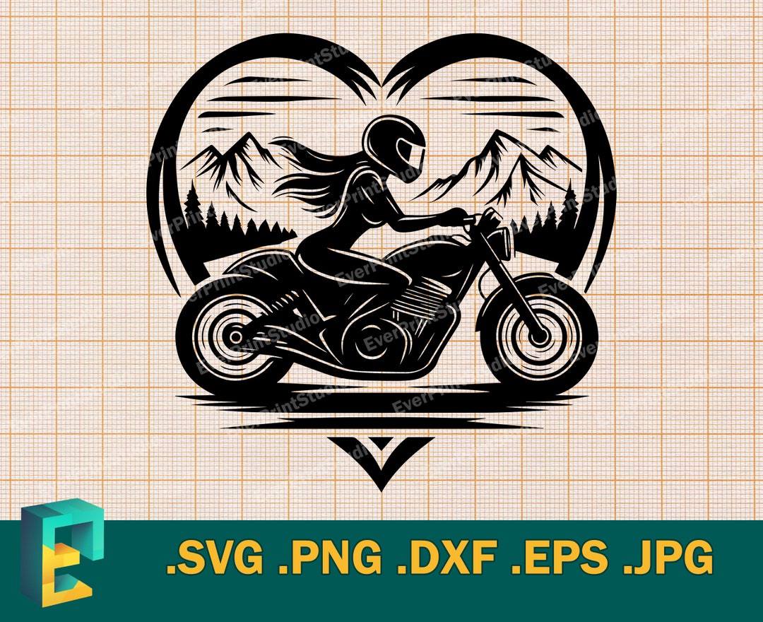 Motorcycle Girl SVG - Cricut, Silhouette | Vector Girl Biker SVG Cut ...