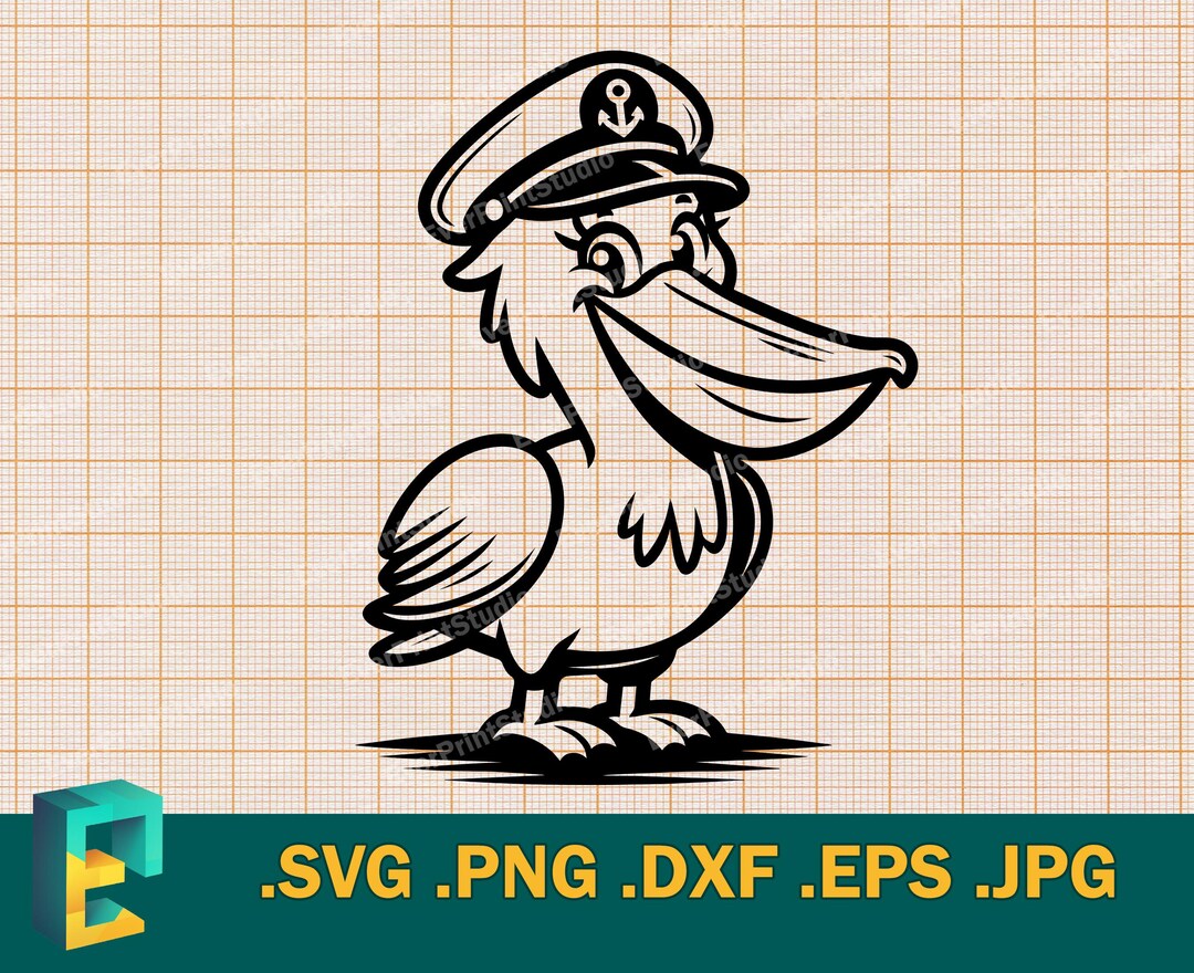 Pelican Captain SVG - Cricut, Silhouette | Vector Happy Ship Master ...