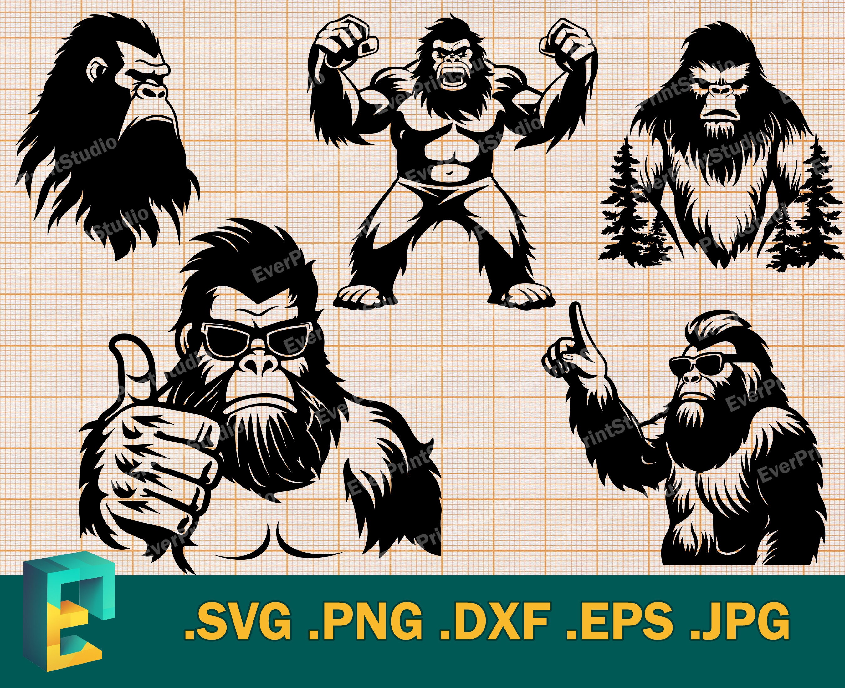 Bigfoot Bundle SVG Cricut & Silhouette Vector Bigfoot Svg - Etsy