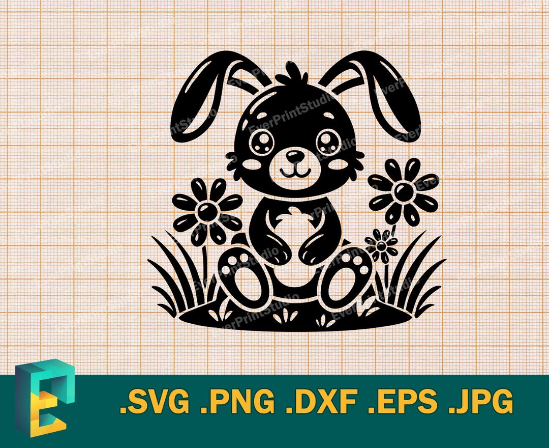 Rabbit SVG - Cricut, Silhouette | Vector Cute Happy Bunny Cut File ...