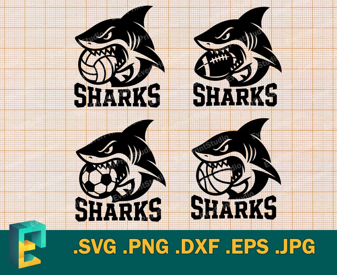 Sharks Team Logo SVG - Cricut, Silhouette | Sharks Volleyball ...