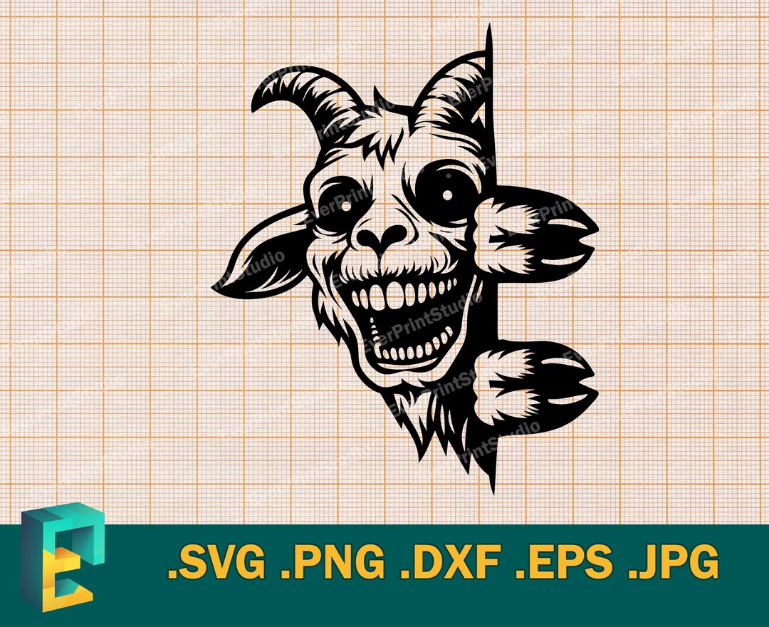 Evil Peeking Goat Ram SVG Cricut, Silhouette Vector Halloween Spooky ...