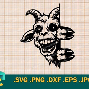 Evil Peeking Goat Ram SVG Cricut, Silhouette Vector Halloween Spooky ...