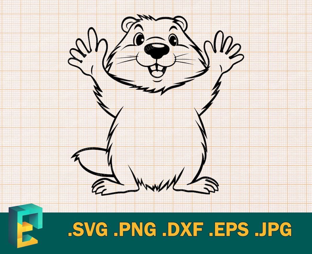 Beaver SVG - Cricut, Silhouette | Artistic Design Happy Beaver Cut File ...