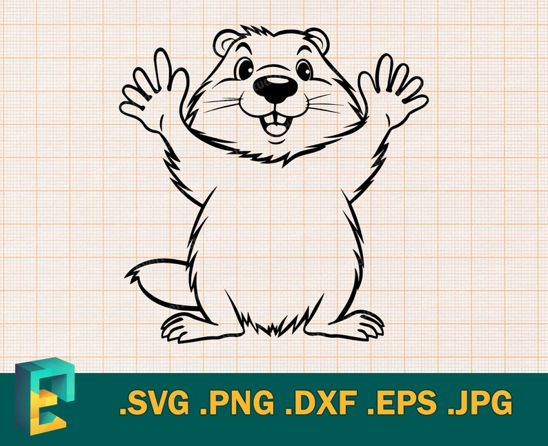 Beaver SVG Cricut Silhouette Artistic Design Happy Beaver - Etsy