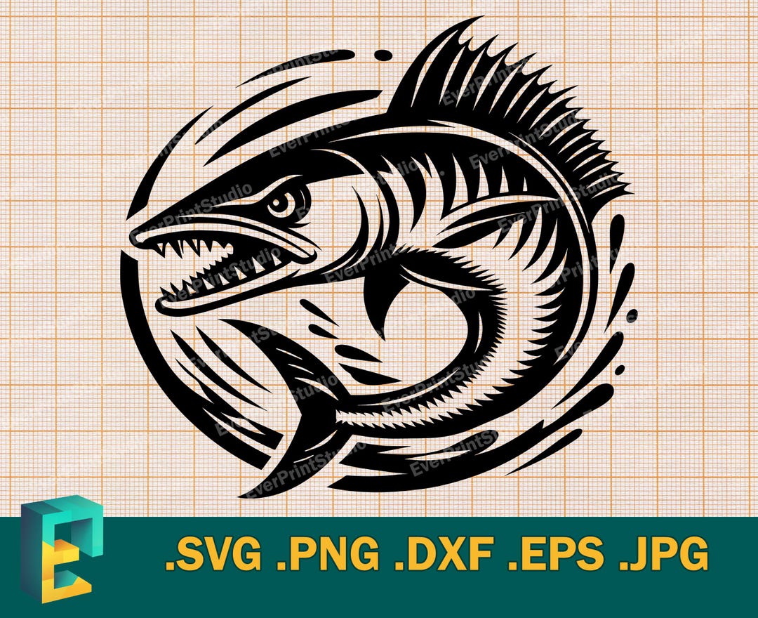 Barracuda SVG - Cricut, Silhouette | Vector Great Barracuda Fish Cut ...