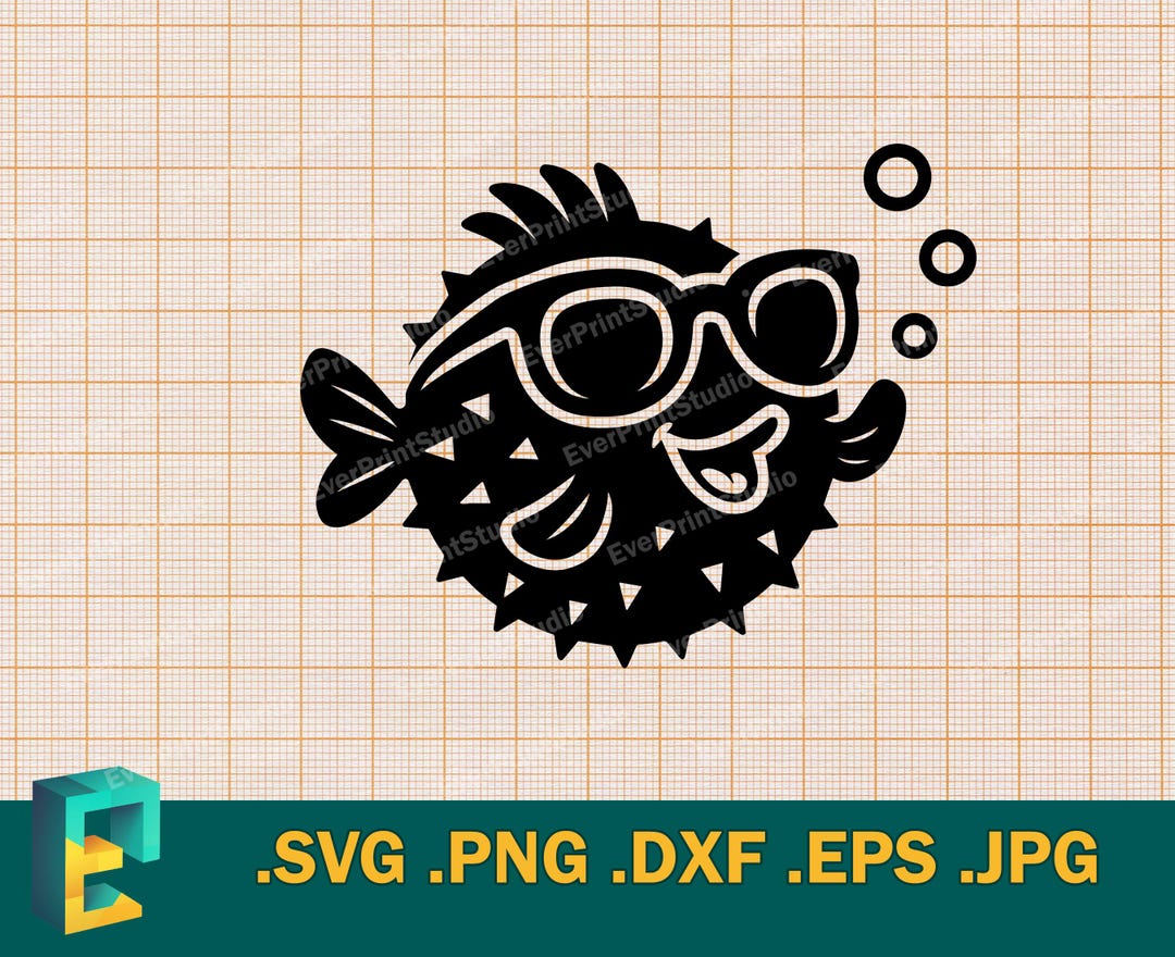 Pufferfish SVG - Cricut, Silhouette | Vector Happy Sea Puff Fish SVG ...