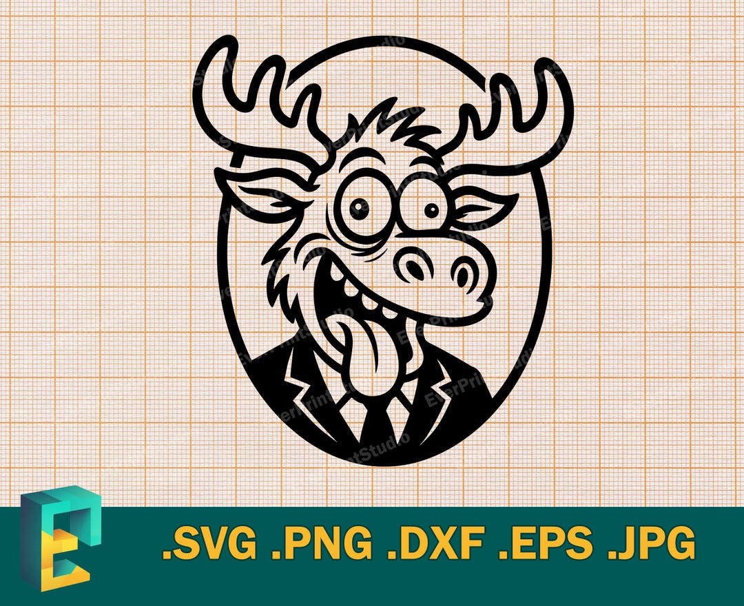 Happy Moose SVG - Cricut, Silhouette | Vector Artistic Cute Office ...