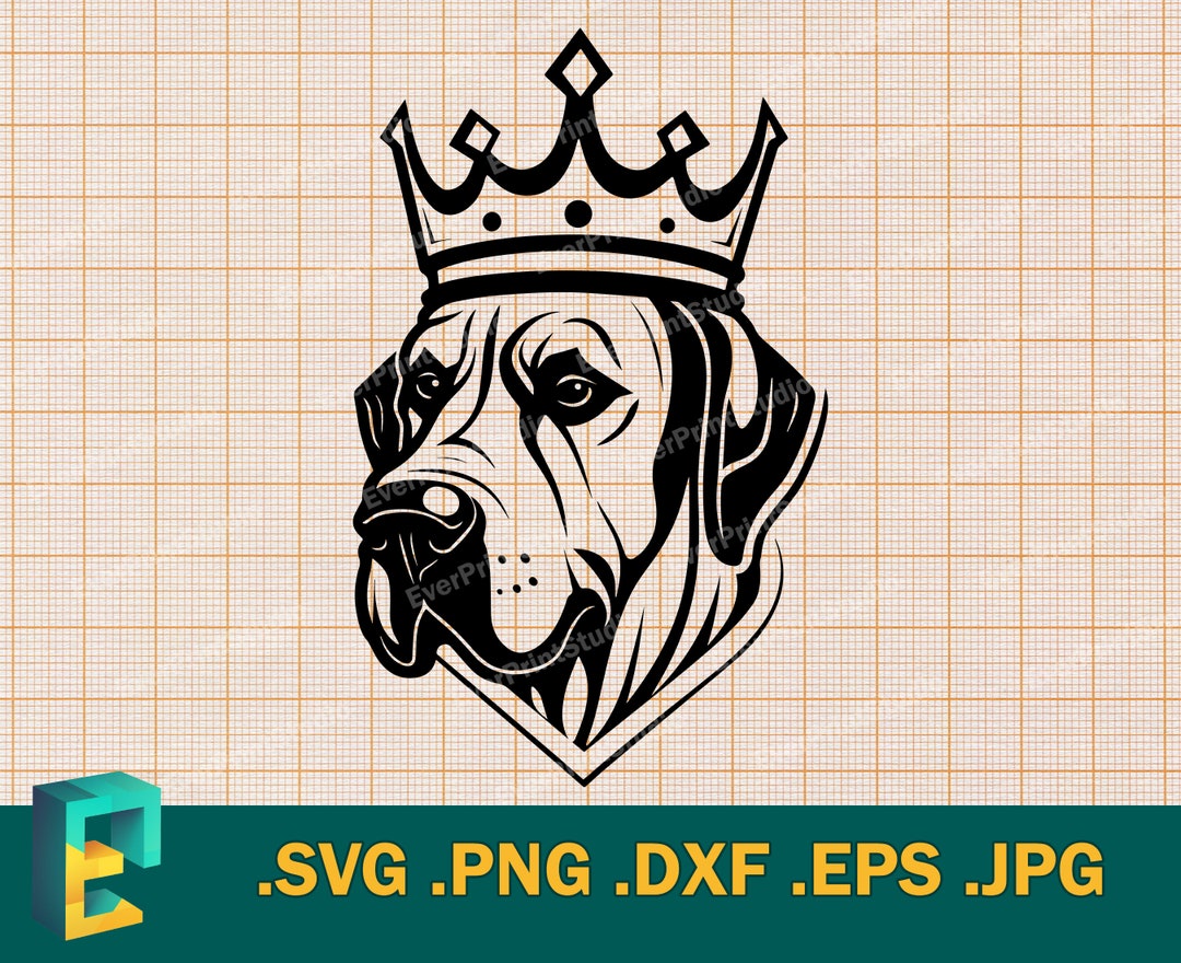 Great Dane SVG - Cricut, Silhouette | Vector Great Dane With a Crown ...