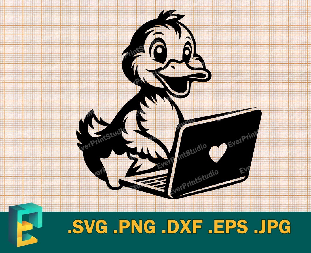 Office Duck SVG - Cricut, Silhouette | Vector Funny Duck Programmer SVG ...