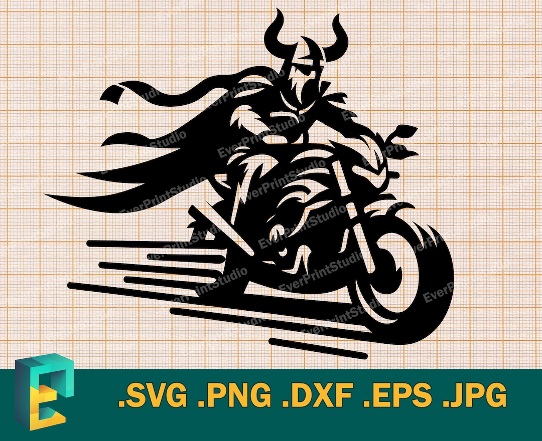 Viking Biker SVG Cricut, Silhouette Vector Norse Biker Cut File ...