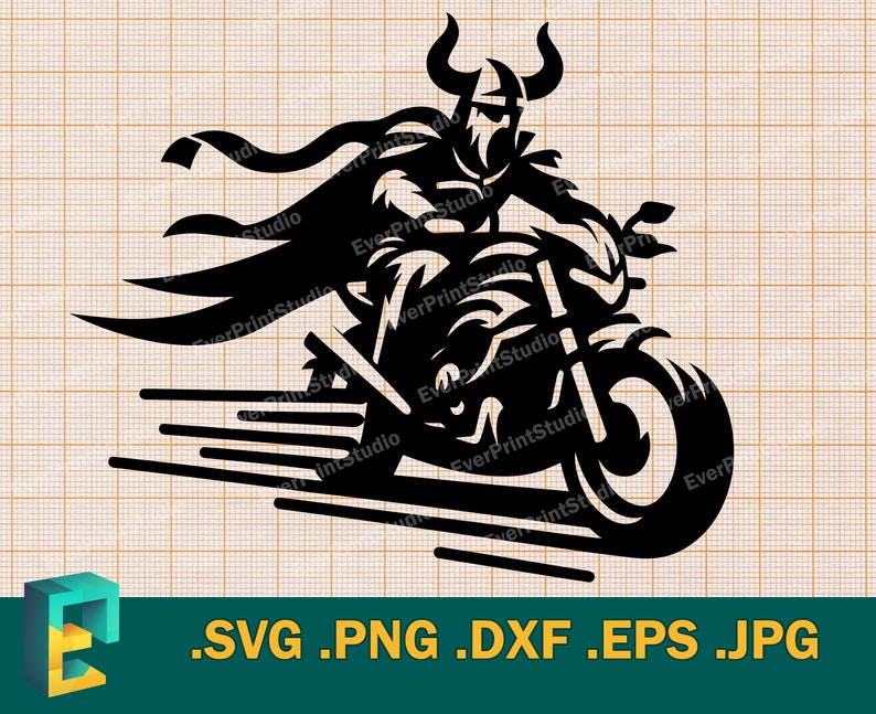 Viking Biker SVG Cricut, Silhouette Vector Norse Biker Cut File ...