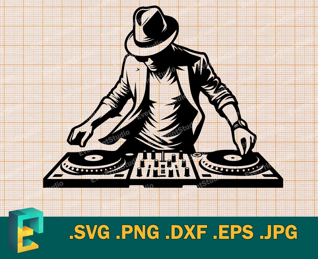 DJ Disc Jockey SVG - Cricut, Silhouette | Vector Dj Music SVG Template ...