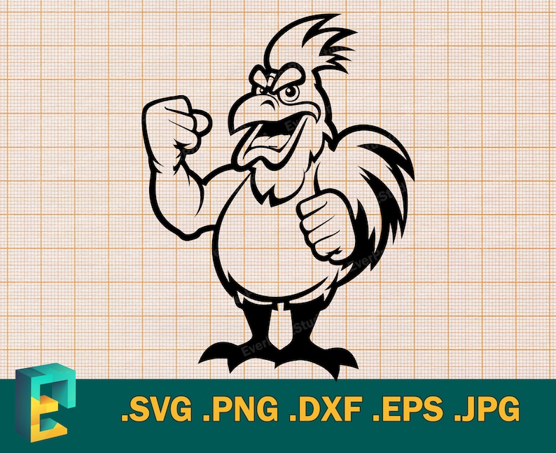 Angry Rooster SVG Cricut, Silhouette Vector Angry Rooster Cut File ...