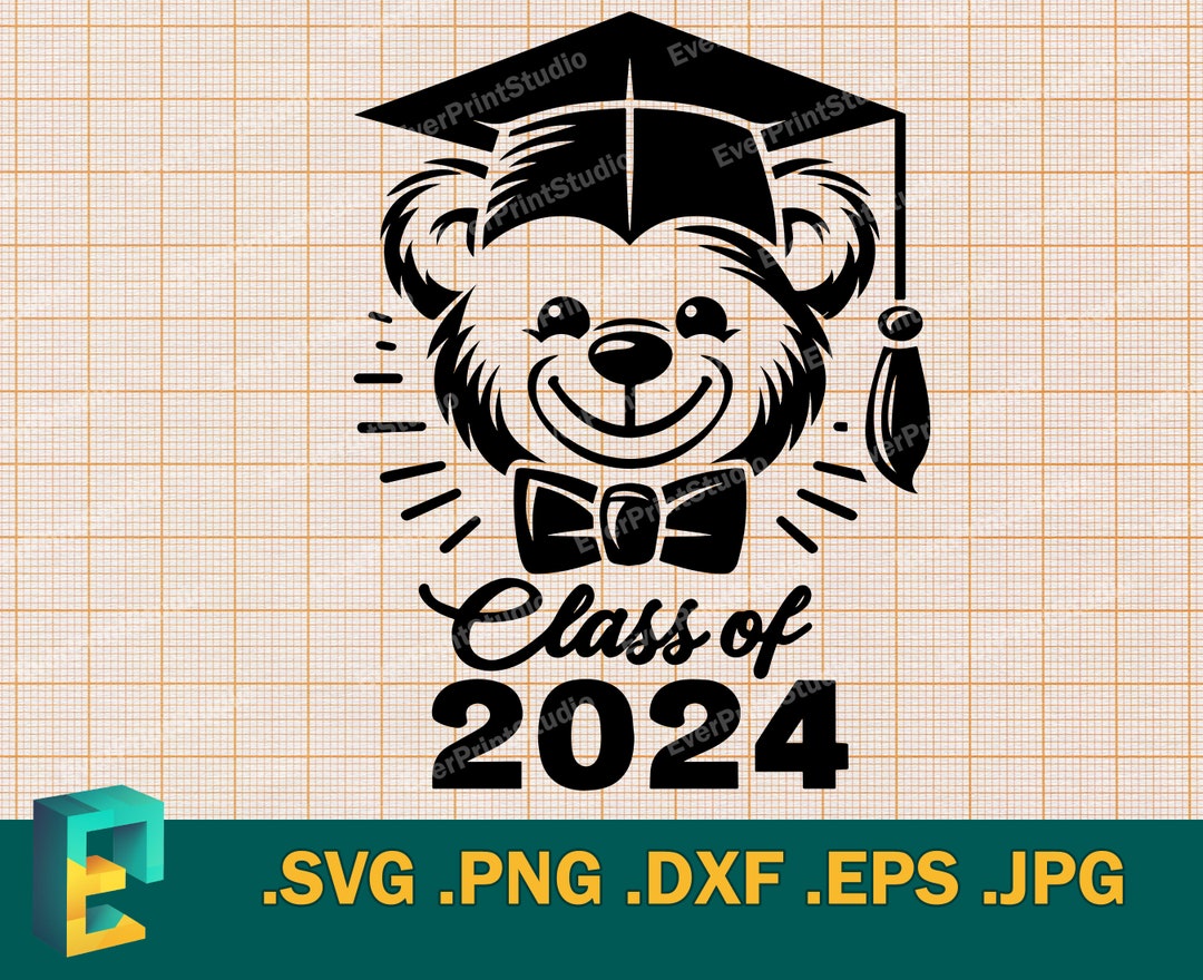Graduation 2024 SVG - Cricut, Silhouette | Cute Teddy Bear Senior 2024 ...