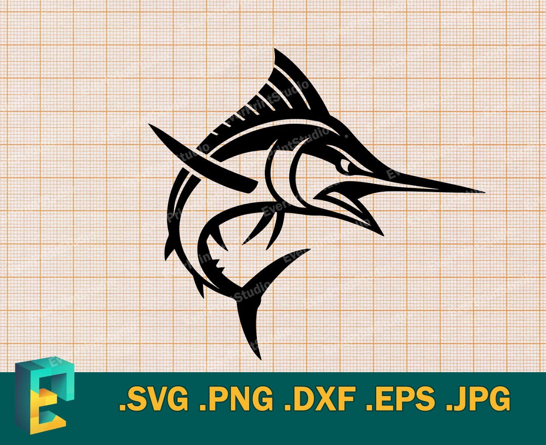 Marlin SVG - Cricut, Silhouette | Vector Marlin Swordfish SVG Cut File ...