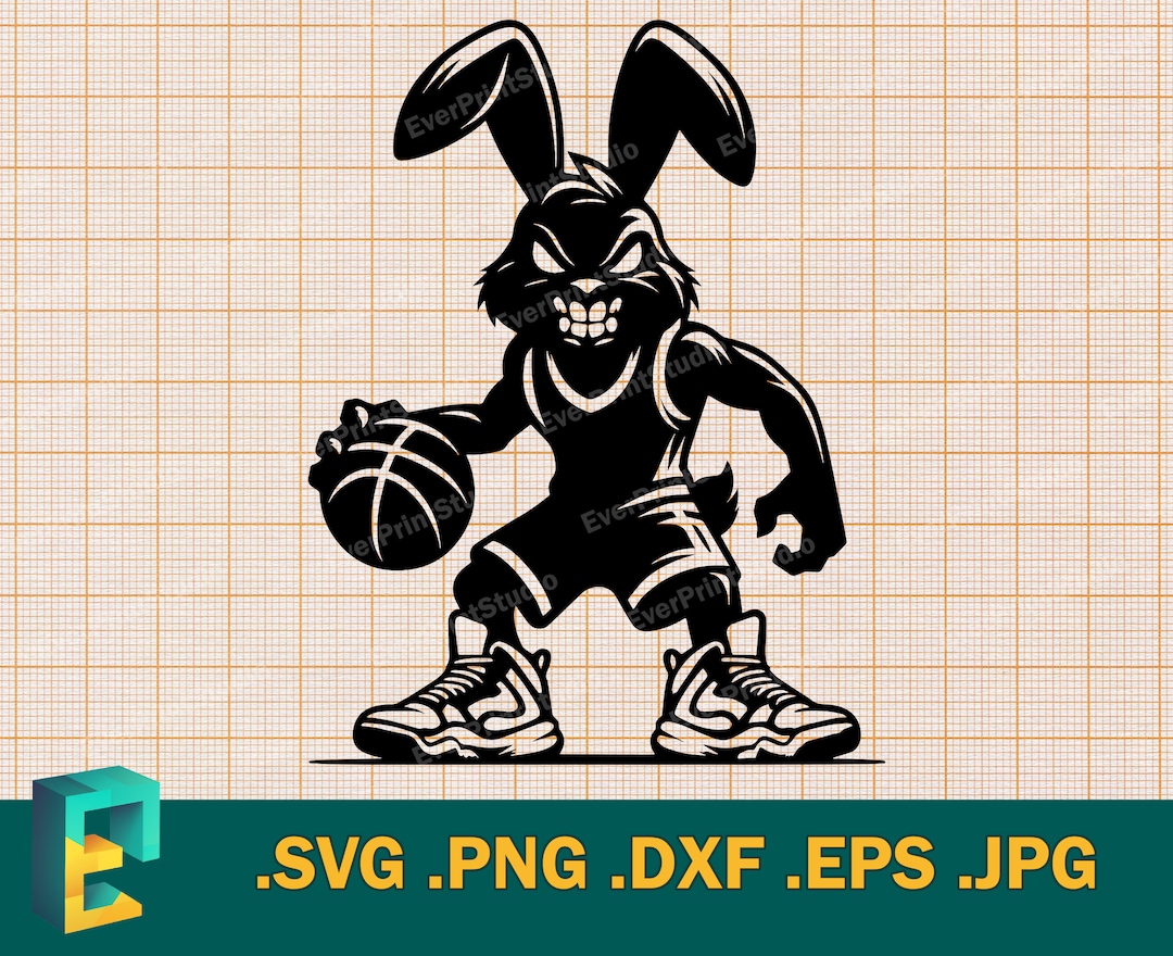 Rabbit Mascot SVG - Cricut | Bad Bunny Basketball Cut File. Bunny ...