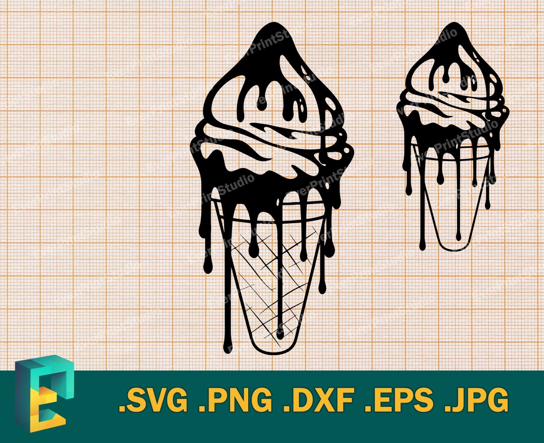 Ice Cream SVG Cricut, Silhouette Summer Icecream Clipart, Dripping Ice ...