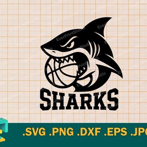 Sharks Team Logo SVG - Cricut, Silhouette | Sharks Volleyball ...